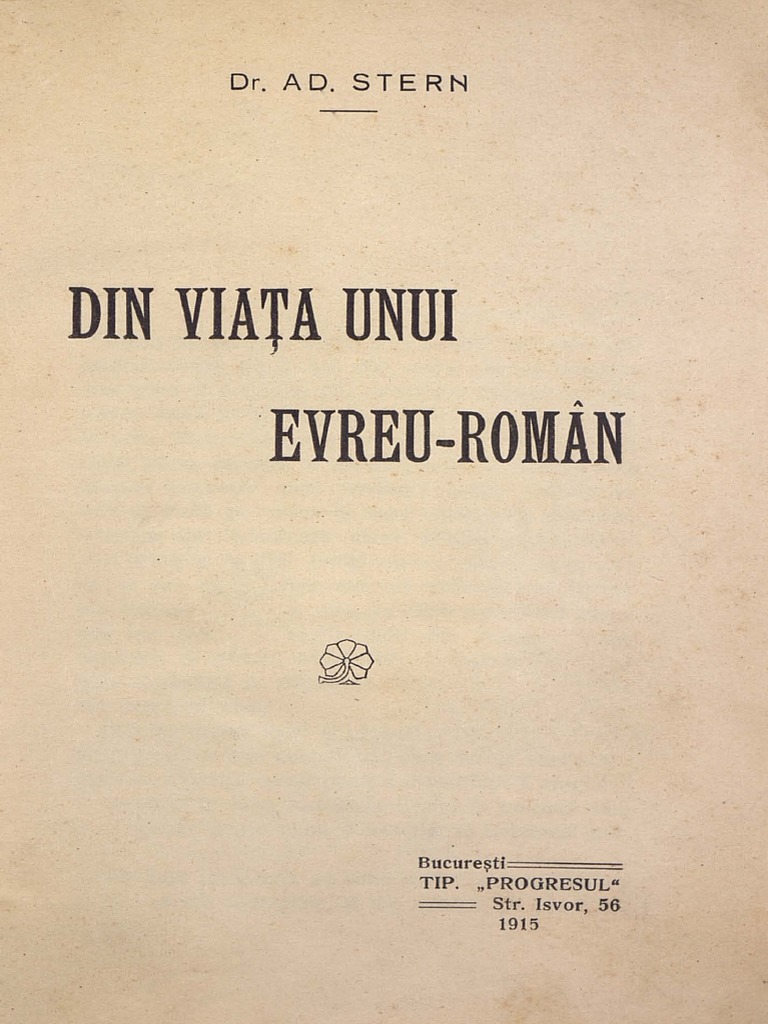 Adolf Stern Din Viaţa Unui Evreu Român | PDF