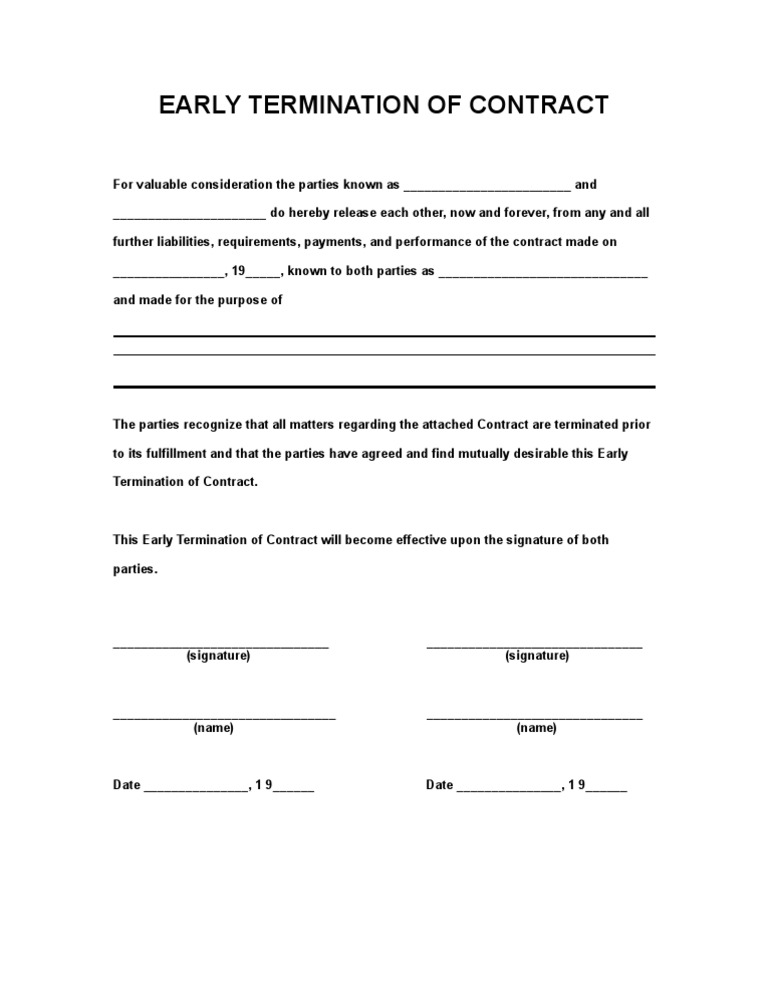 105-Early Termination of Contract | PDF