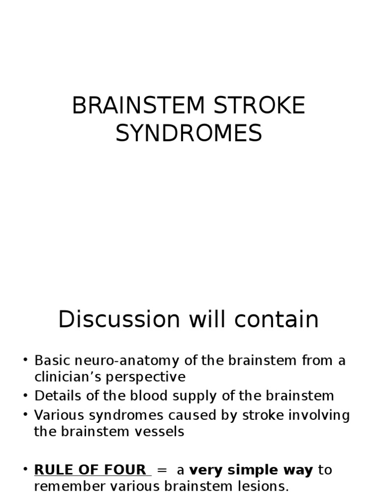 Brainstem Stroke Syndromes Overview | PDF | Brainstem | Cerebellum