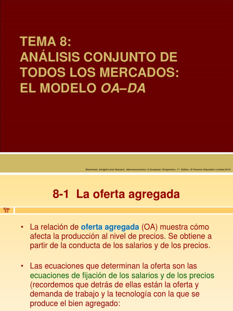 Capitulo 8 Blanchard Macroeconomía El Modelo OA-DA | PDF