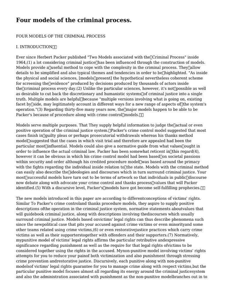 Four Models of The Criminal Process. | PDF | Confession (Law) | Victimology