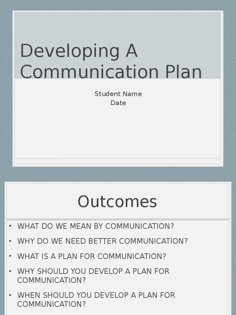 Developing A Communication Plan | PDF | Mood (Psychology) | Mental Health