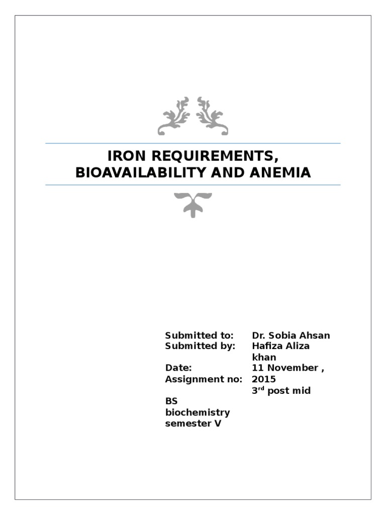 Role of Iron in Human Body | PDF | Iron | Anemia