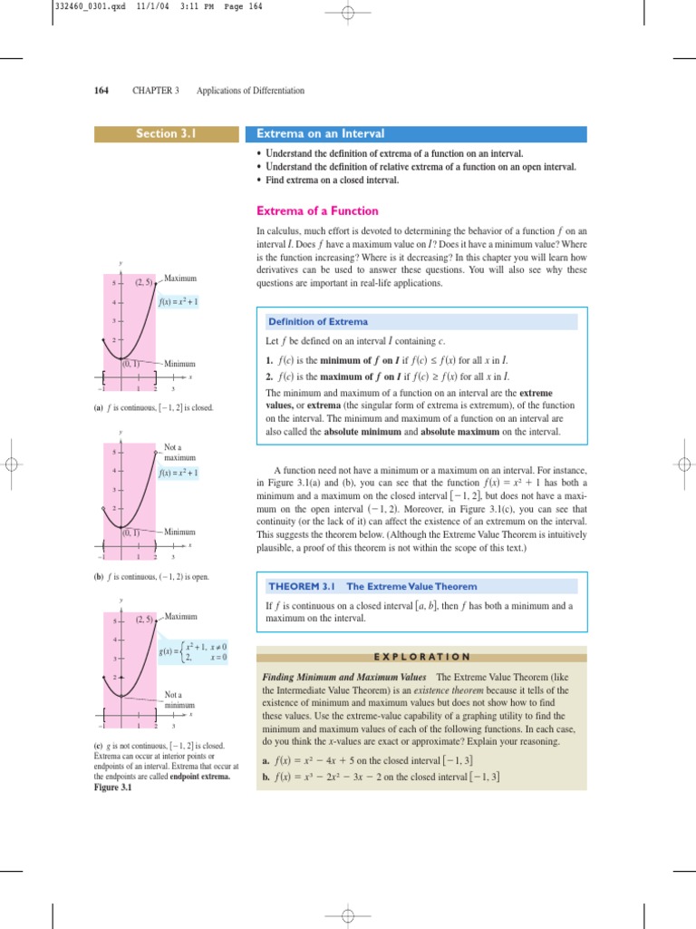 3 01 Extrema On An Interval | PDF | Maxima And Minima | Derivative