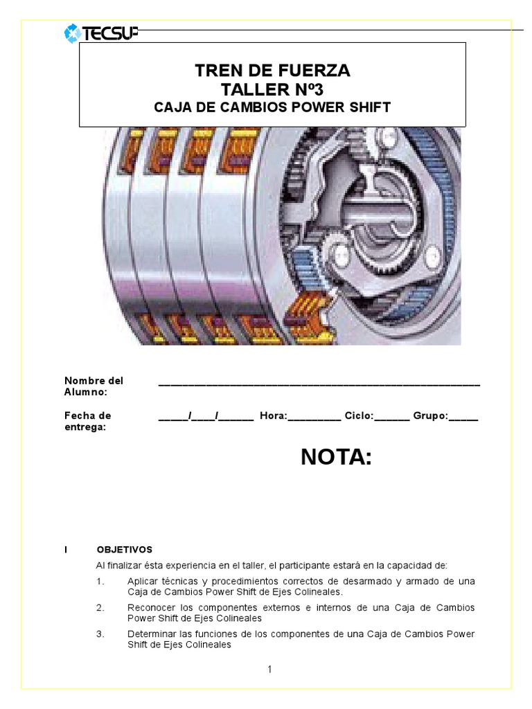 Guía N°3 Caja de Cambios Power Shift Ejes Colineales | PDF | Embrague ...