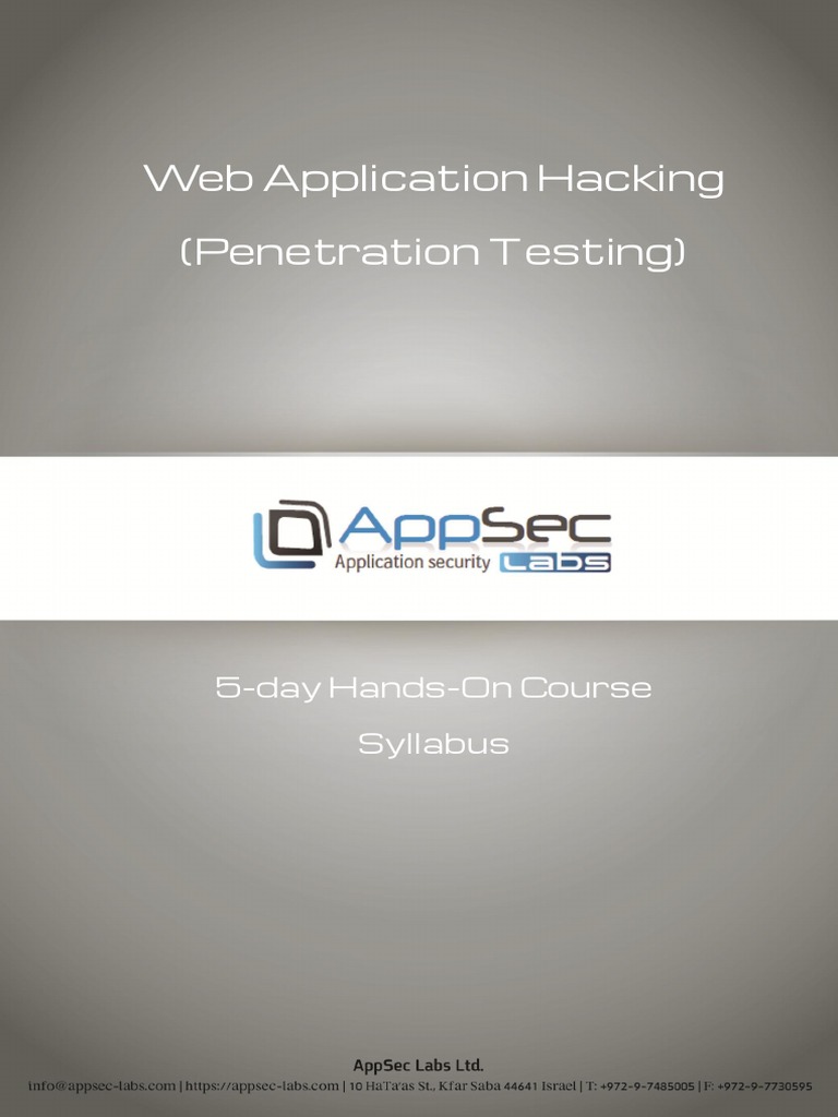 Web Application Hacking Penetration Testing 5 Day Hands On Course ...