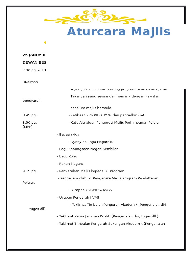 Contoh Aturcara Majlis | PDF