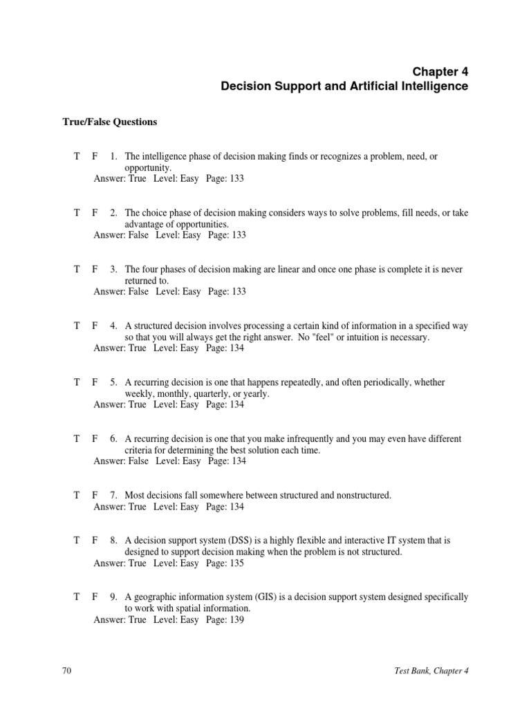 Chapter 4 Decision Support and Artificial Intelligence | PDF ...