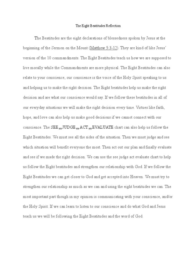 The Eight Beatitudes Reflection | PDF | Self-Improvement