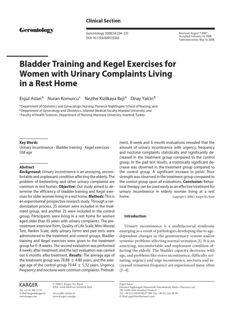 Bladder Training and Kegel Exercises For Women With Urinary Complaints ...