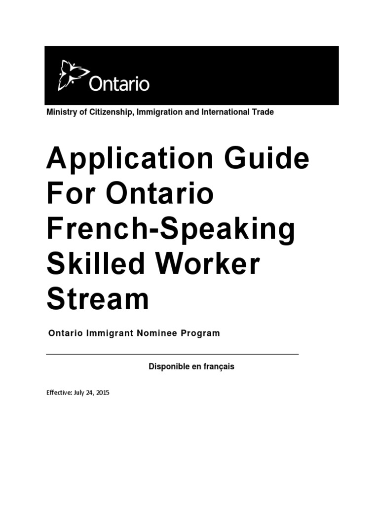 Ontario French-Speaking Skilled Worker Guide | PDF | International ...