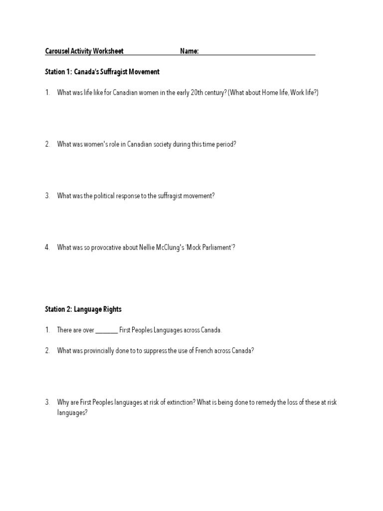Canadian History Carousel Activity | PDF | Canada | Politics And Race