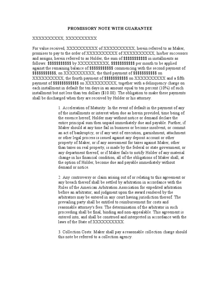 149-Promissory Note With Guarantee | PDF | Promissory Note | Common Law
