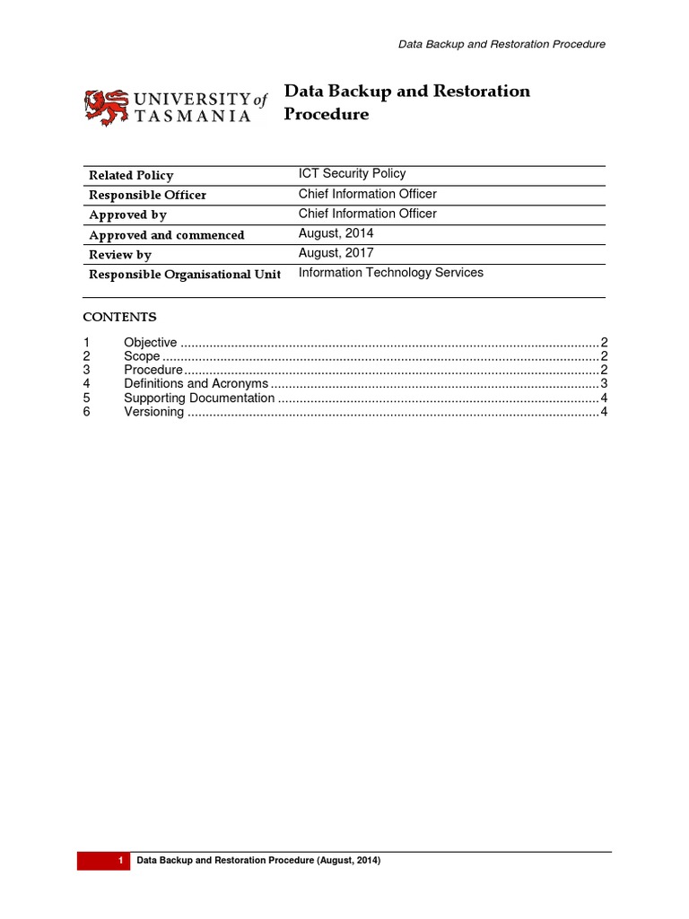 Data Backup and Restoration Procedure | PDF | Backup | Information ...