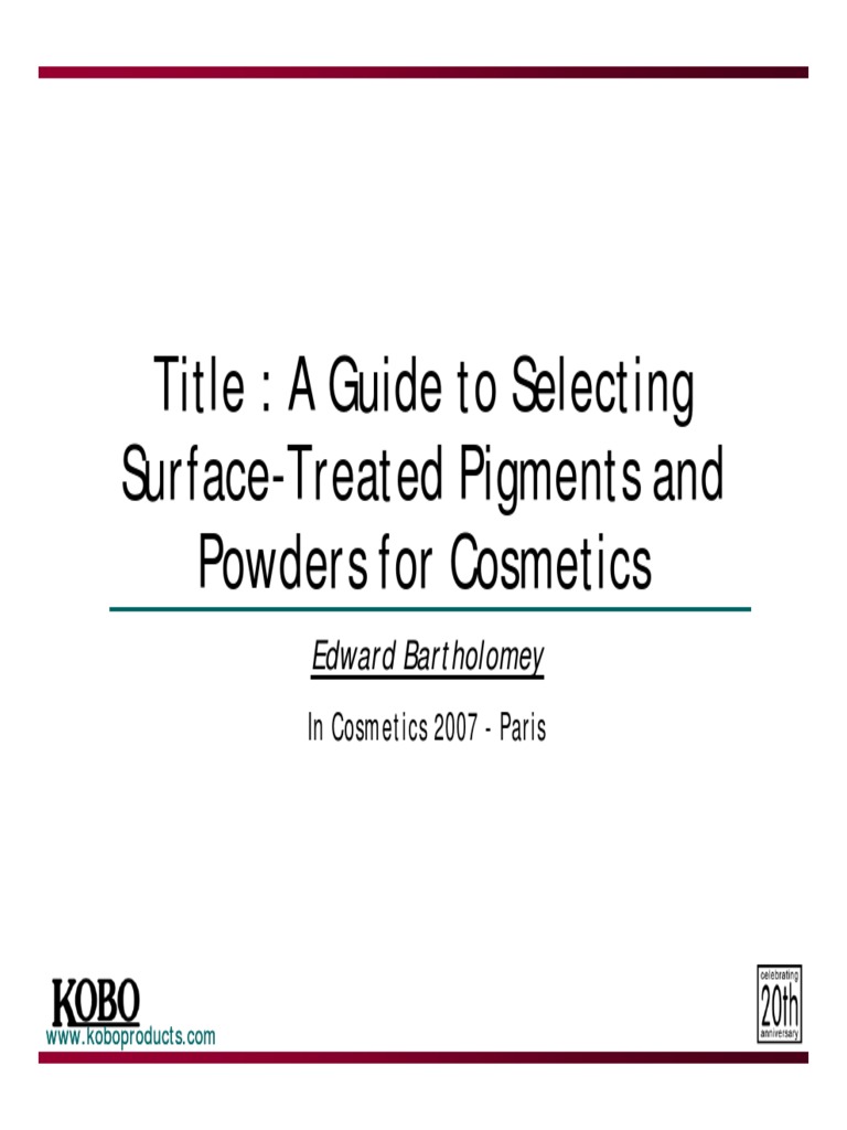 (N) Guide To Selecting Surface-Treated Pigments and Powders 5 PDF | PDF ...