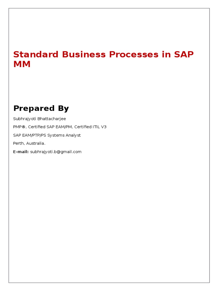 Sap MM Standard Business Process | PDF | Invoice | Receipt