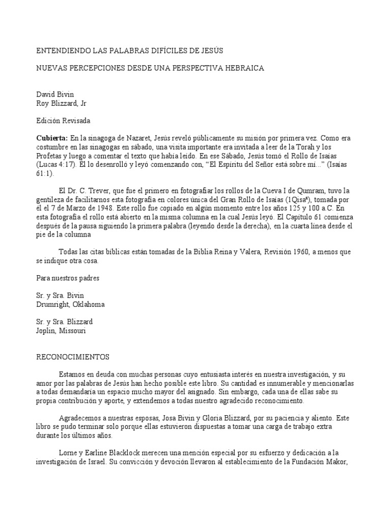 Entendiendo Las Palabras Dificiles de Jesus-Davin-B Roy Blizzard | PDF