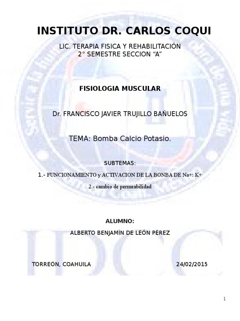 Bomba Calcio Potasio | PDF | Potencial de acción | Bioquímica