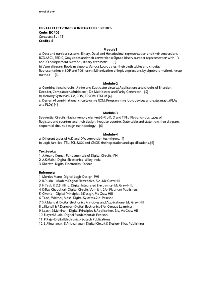 Digital Electronics & Integrated Circuits | PDF