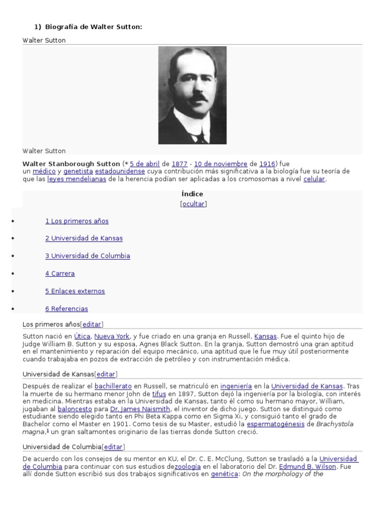 Biografía de Walter Sutton | PDF | Carga eléctrica | Compuestos orgánicos
