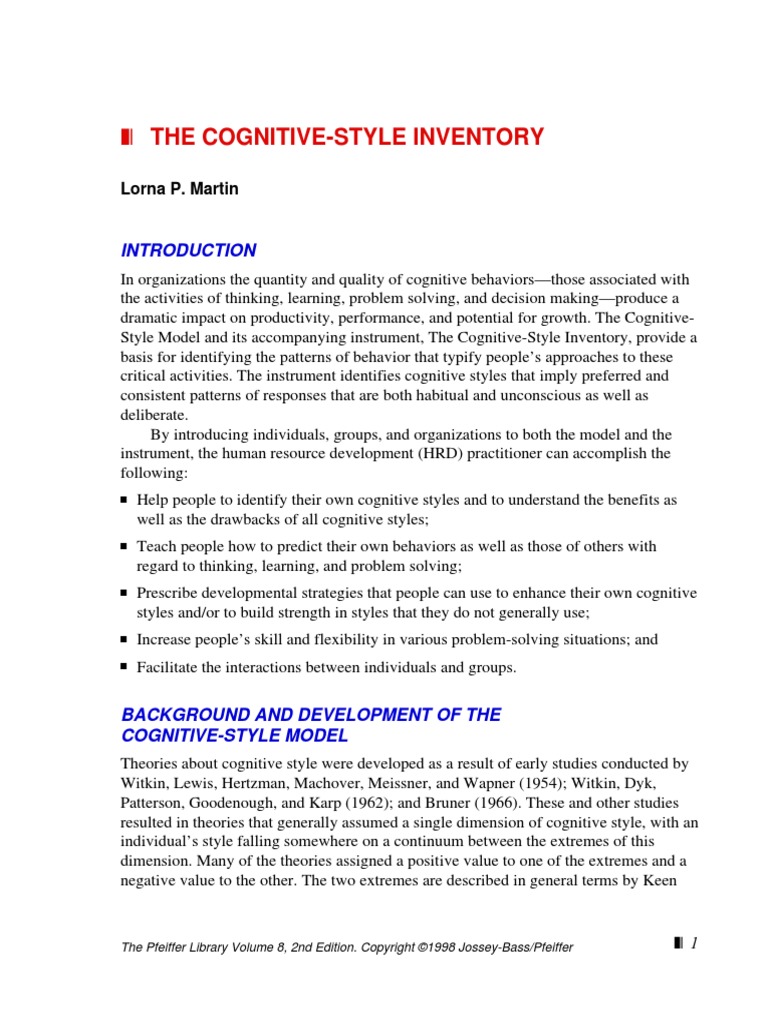 Cognitive Styles Inventory | PDF | Learning Styles | Learning