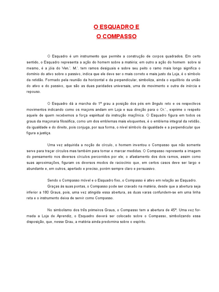Esquadro Compasso Nível Prumo | Download grátis PDF | Loja Maçônica ...