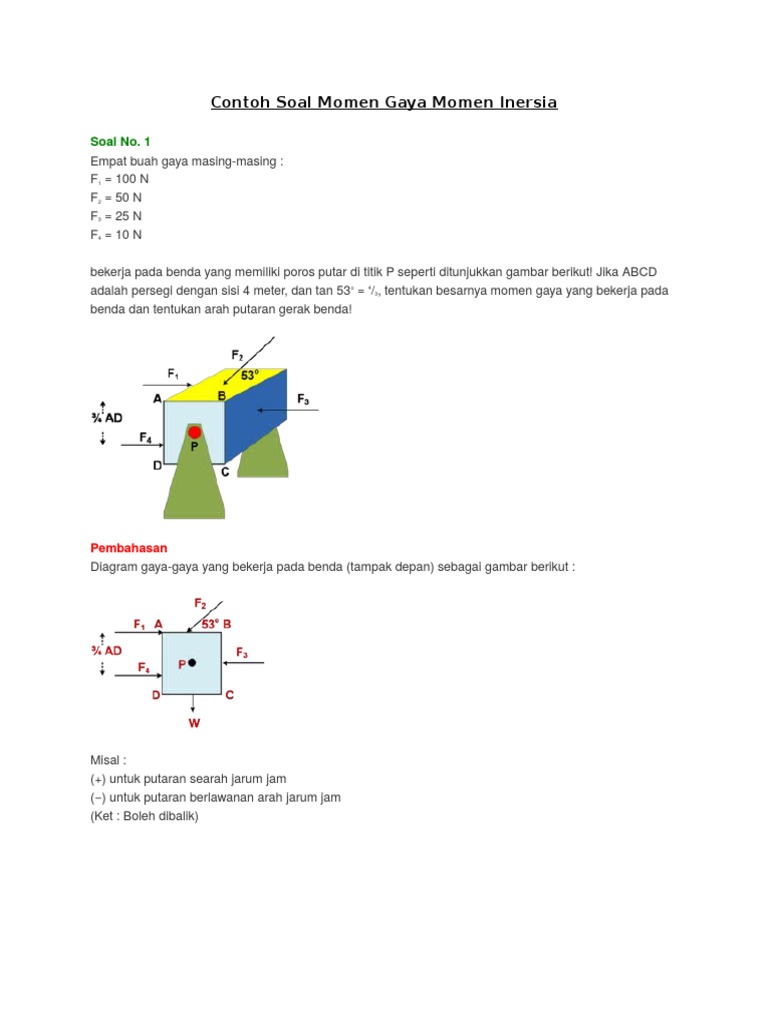 Contoh Soal Momen Gaya Momen Inersia | PDF