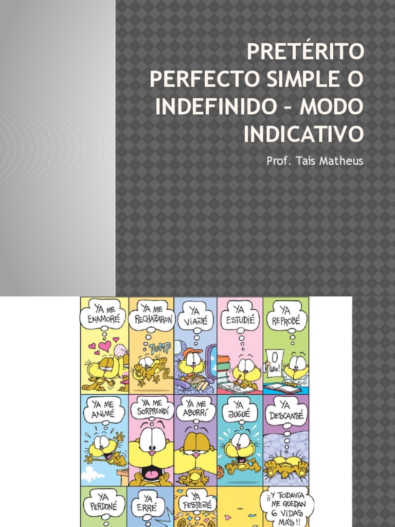 Pretérito Perfecto Simple o Indefinido - Modo Indicativo | PDF | Verbo ...