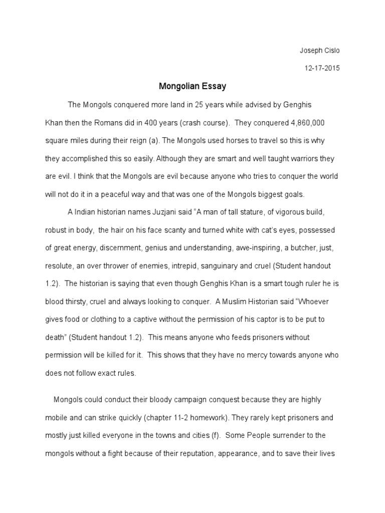 Joseph Cislo | PDF | Genghis Khan | Mongols