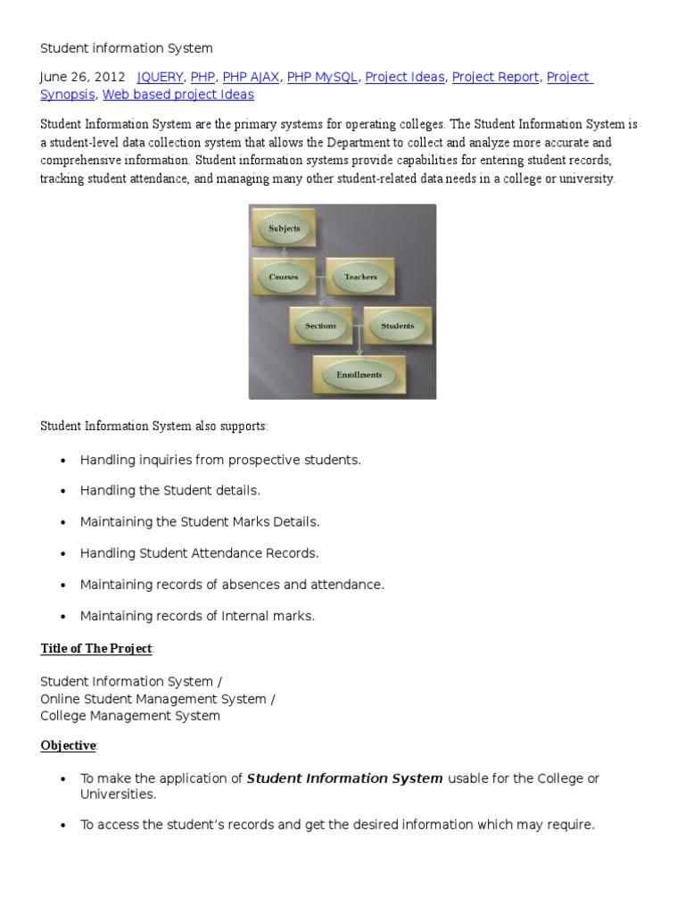 Project Student Information System | PDF | Databases | Relational Database