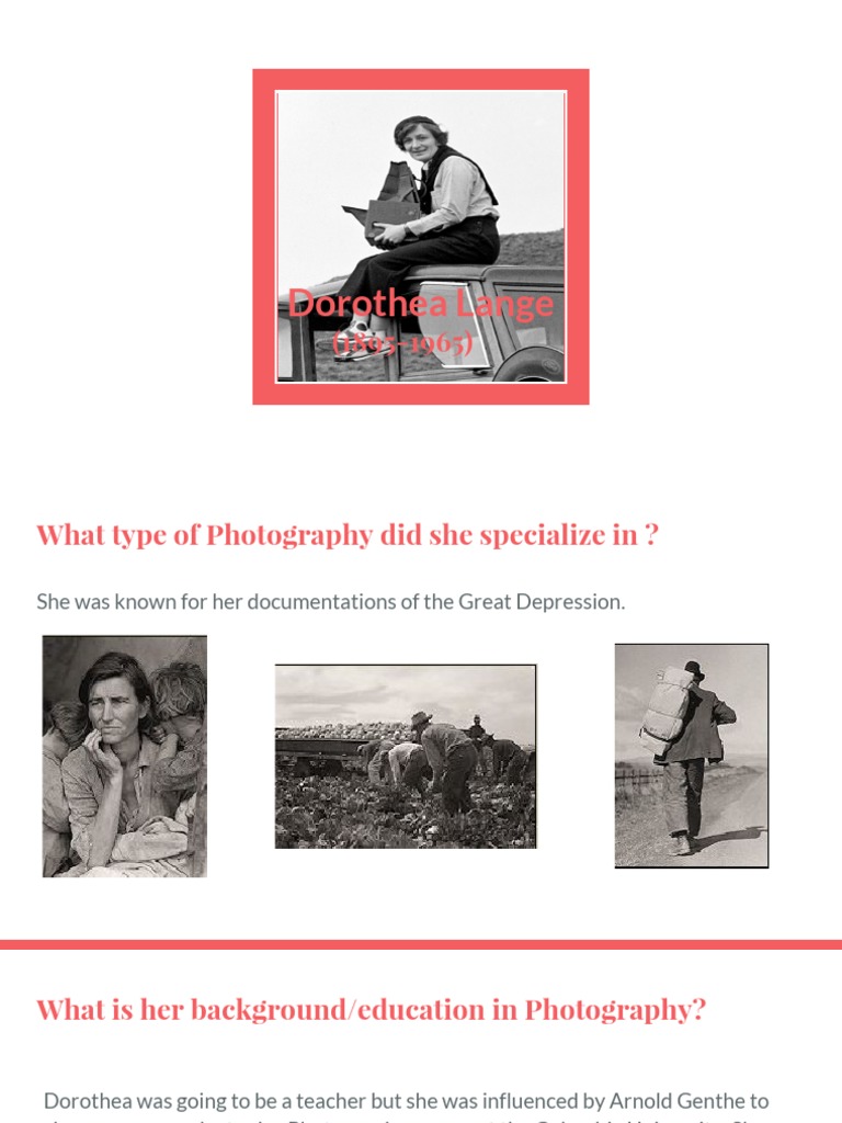 Dorothea Lange: Great Depression Photographer | PDF