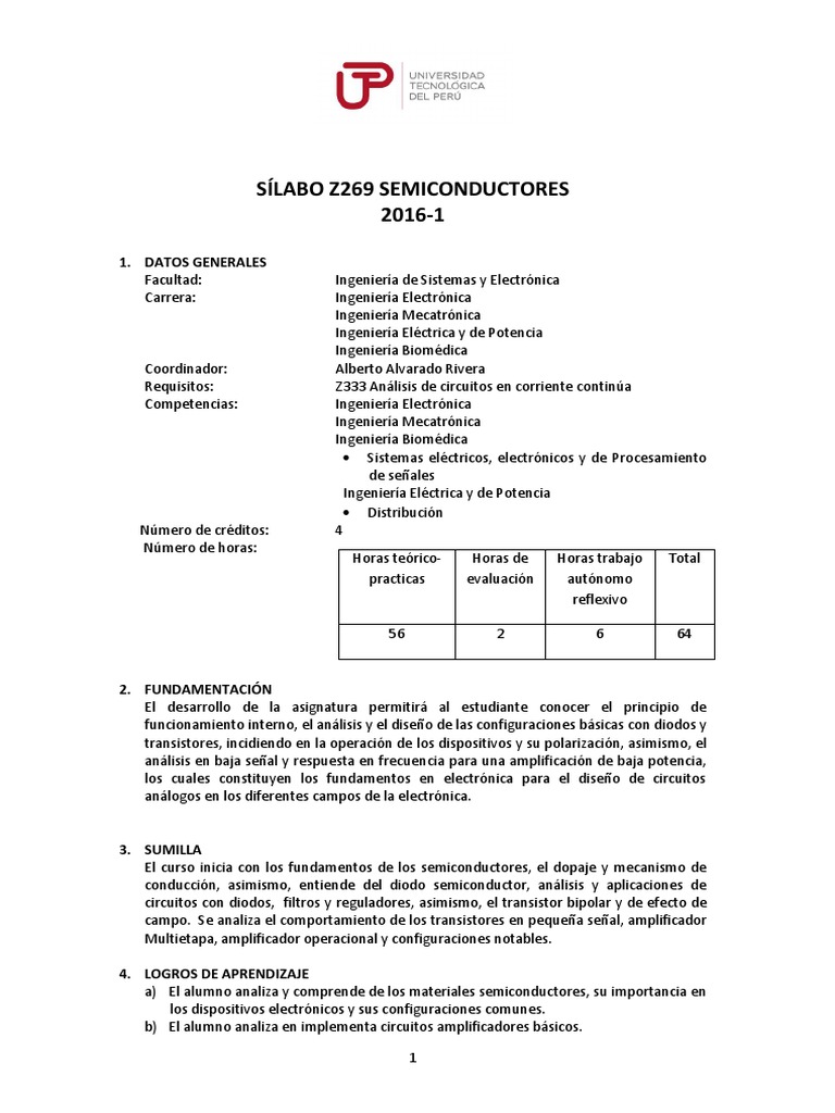 Semiconductor SILABO UTP - 2016 | PDF | Transistor | Diodo