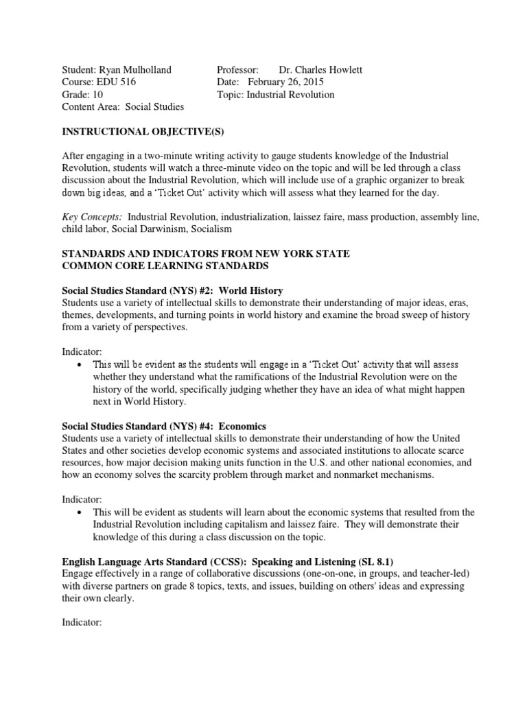 Lesson Plan3 - Industrial Revolution | PDF | Industrial Revolution ...