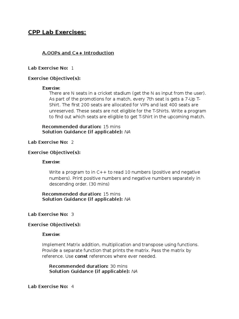 CPP Lab Exercises | PDF | Data Type | Array Data Structure