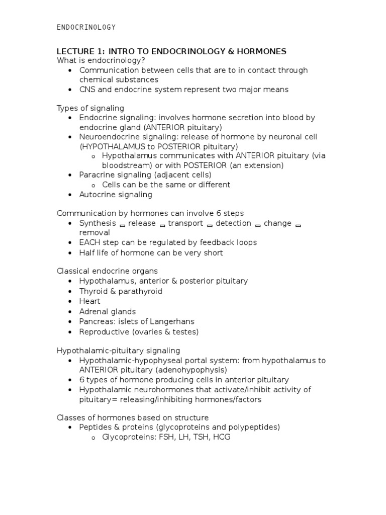Endocrinology Notes | PDF | Luteinizing Hormone | Hormone