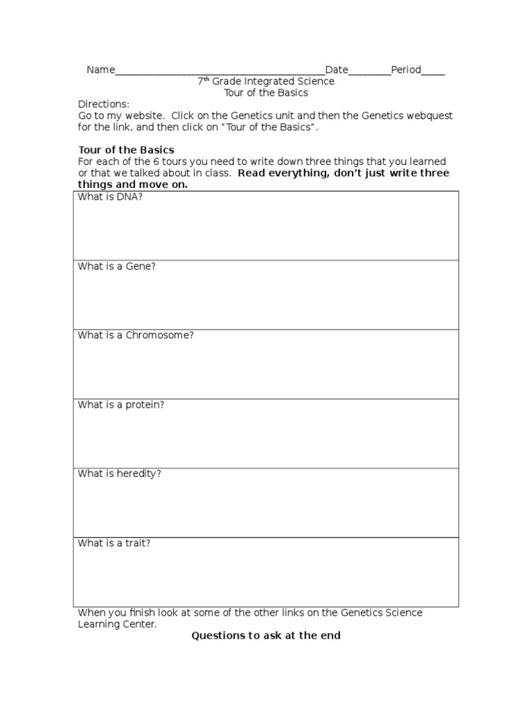 7th Grade Genetics Webquest Guide | PDF