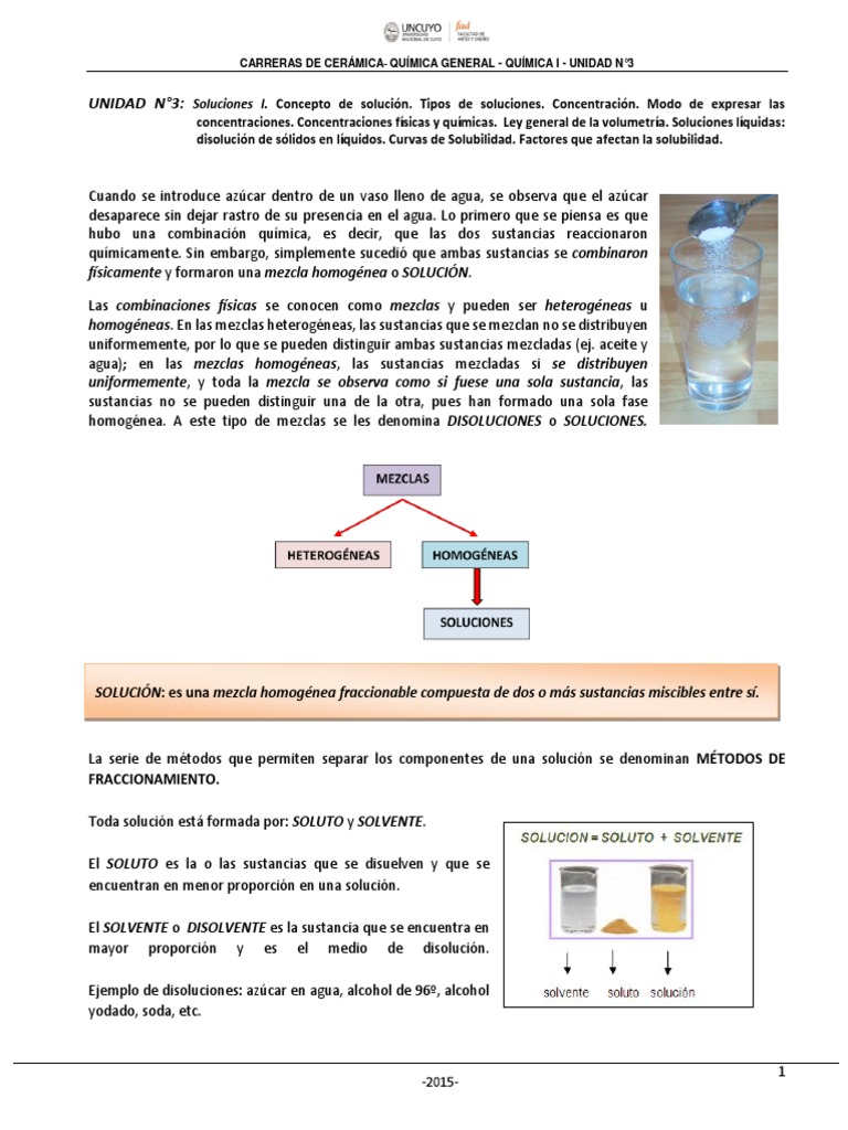 Unidad N°3 - Soluciones | PDF | Solubilidad | Mezcla