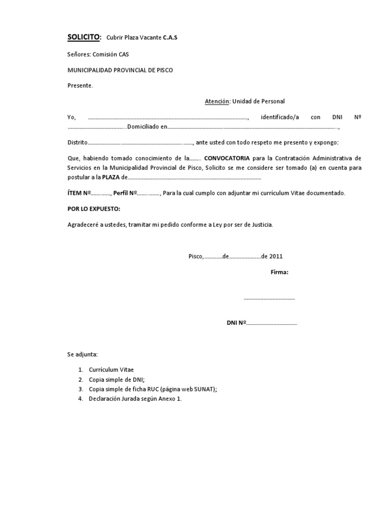 Modelo de Solicitud Peru | PDF