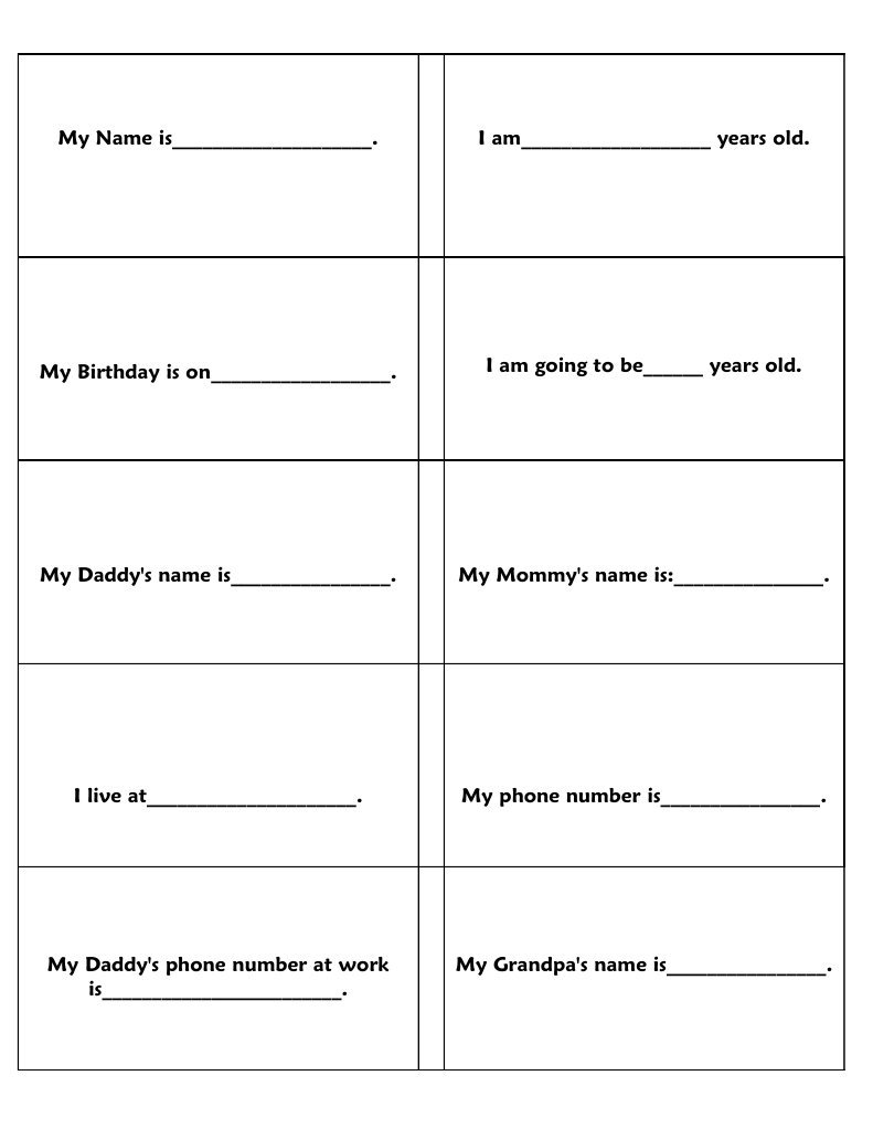 Personal Information Flashcards | PDF