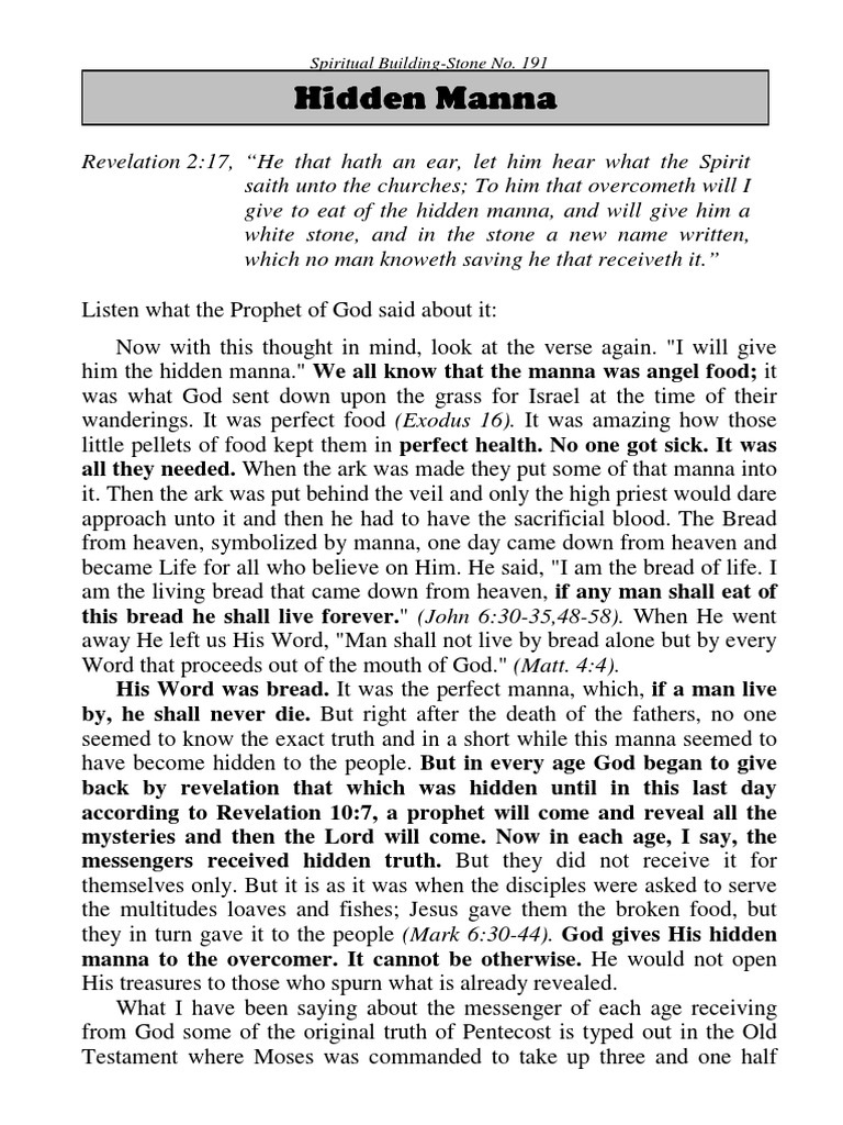 Hidden Manna Hidden Manna Hidden Manna Hidden Manna: Spiritual Building ...