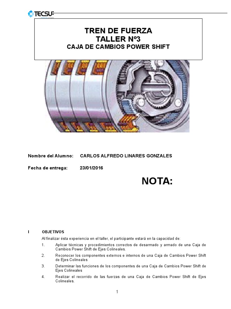 Guía N°3 Caja de Cambios Power Shift Ejes Colineales Finalizado | PDF ...