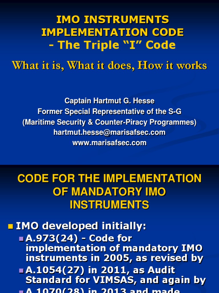 The Triple "I" Code: Imo Instruments Implementation Code | PDF | Ships ...