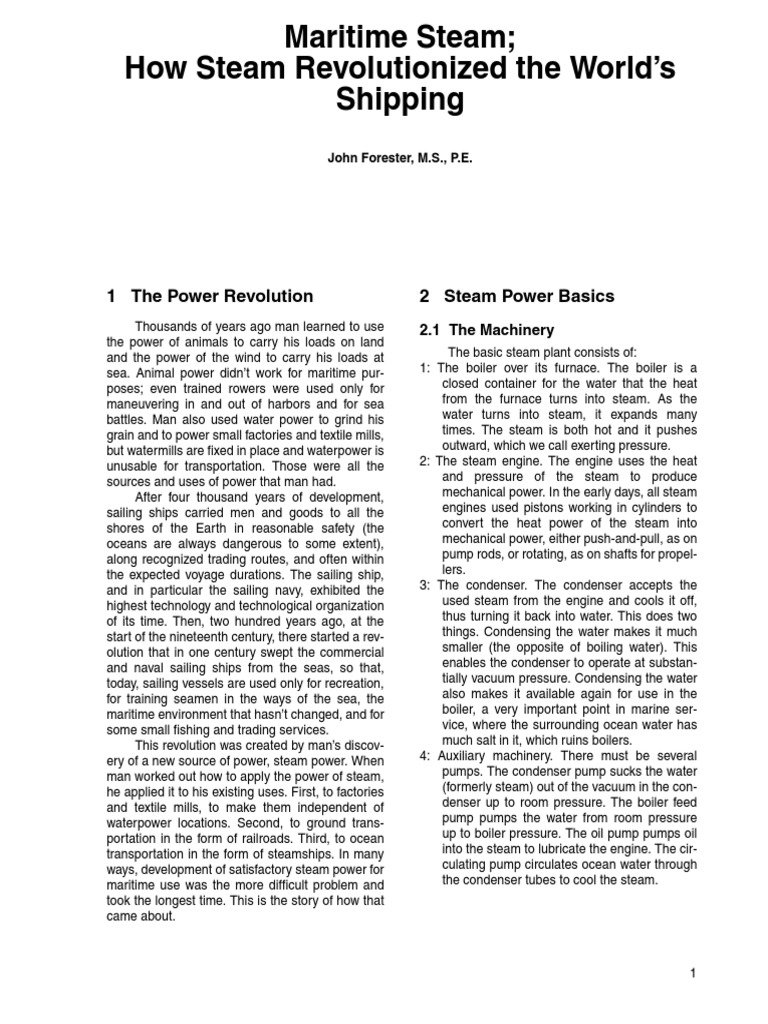 Maritime Steam How Steam Revolutionized The World's Shipping | PDF ...