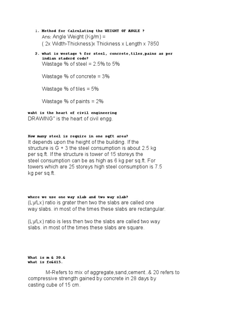 Angle Weight Calculation and Steel Usage | PDF