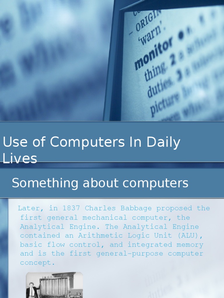 Use of Computers in Daily Lives | PDF | Art | Computers