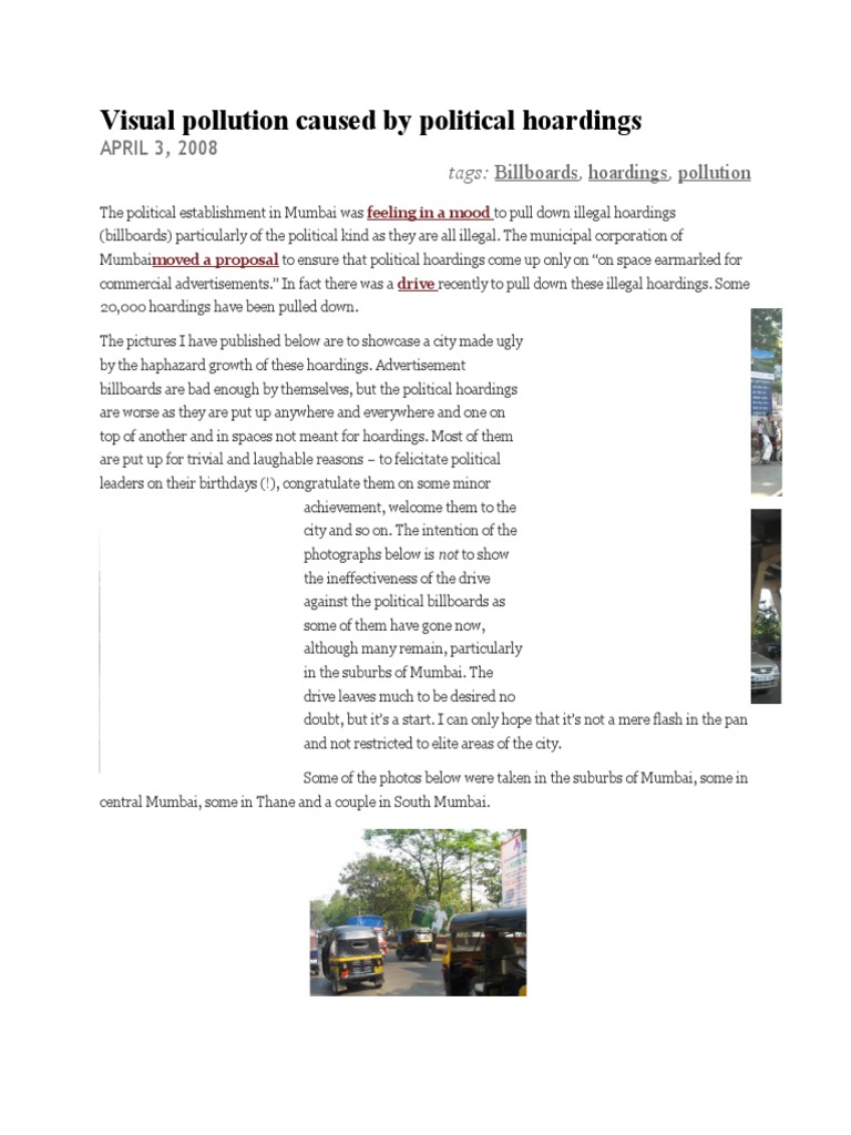 Visual Pollution Caused by Political | PDF | Transport | Advertising