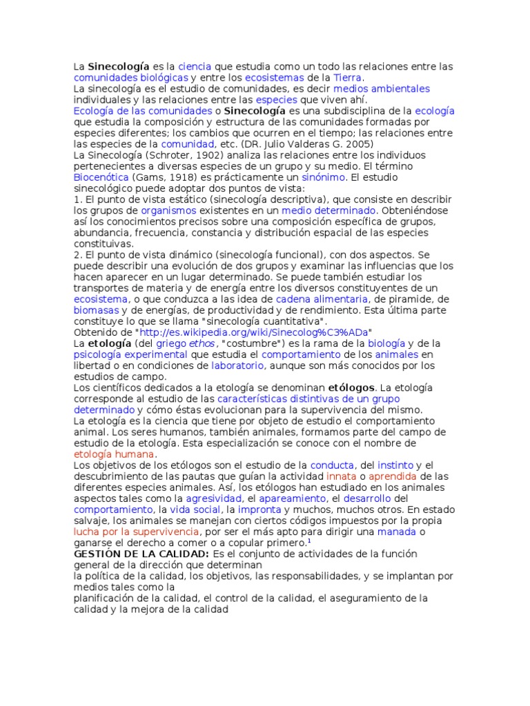La Sinecología Es La Ciencia Que Estudia Como Un Todo Las Relaciones ...