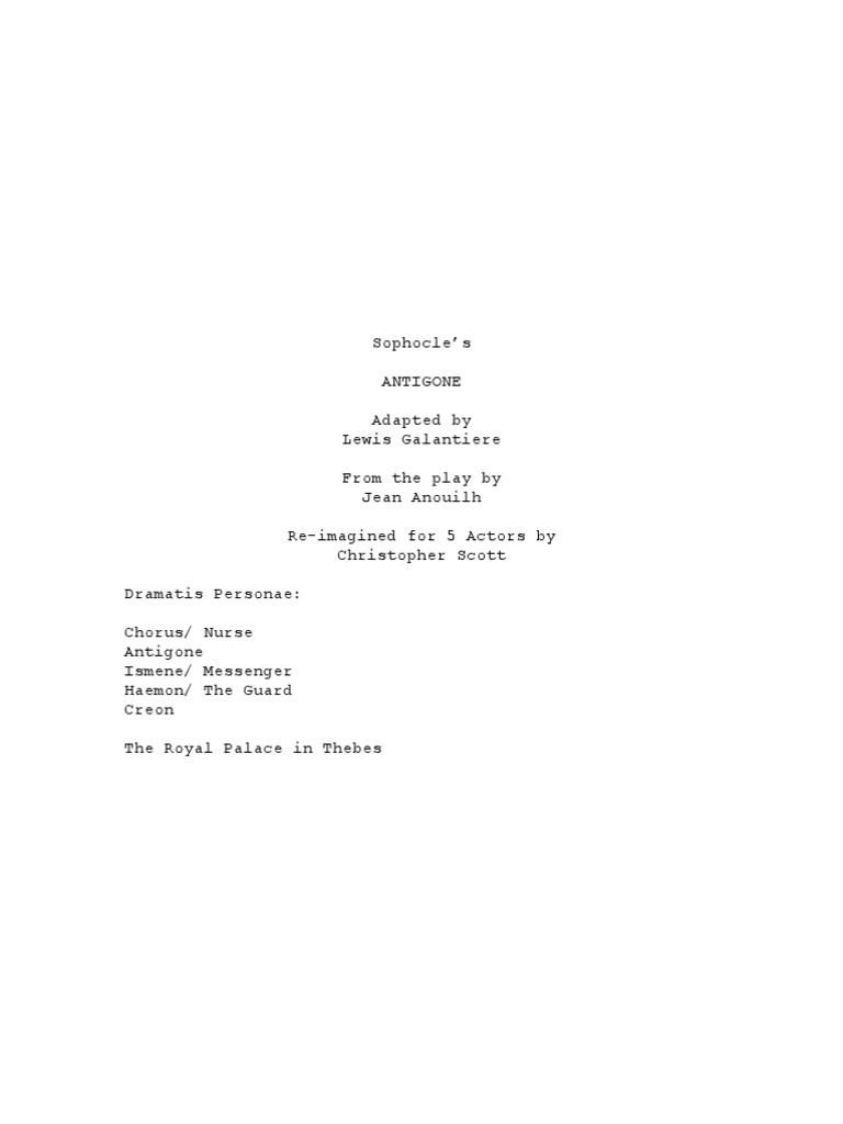 Antigone: A Modern Adaptation Script | PDF | Oedipus | Boeotian Mythology