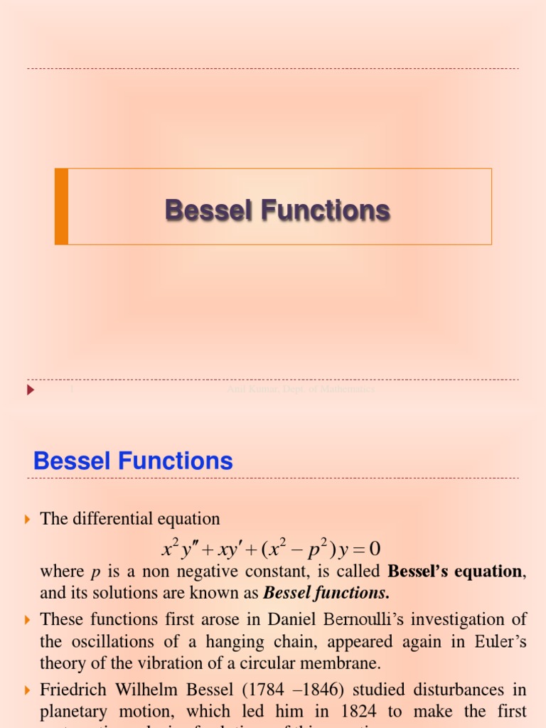 Bessels Functions Pdf Function Mathematics Integral