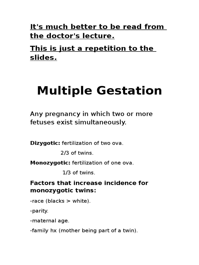 10 - Multiple Gestation | PDF | Twin | Preterm Birth